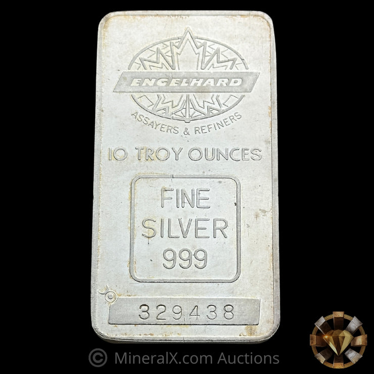 10oz Engelhard Assayers & Refiners Maple Leaf Vintage Silver Bar With ...
