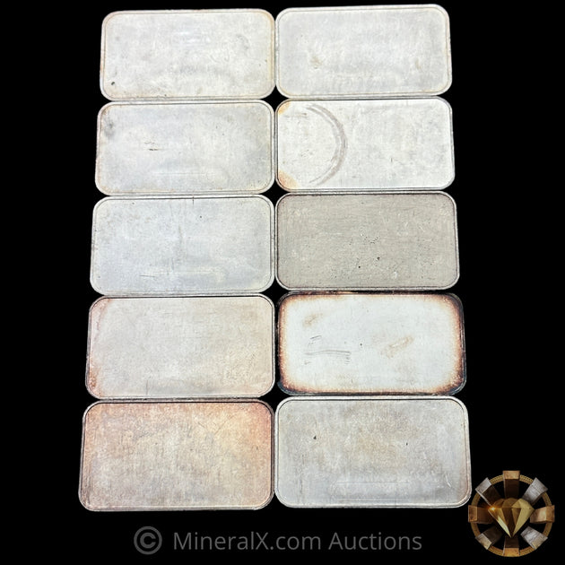 x10 1oz National Refiners Assayers Vintage Silver Art Bars – MineralX