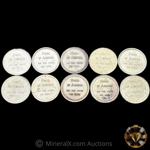 x10 1oz Swiss Of America Vintage Silver Rollo Rounds – MineralX