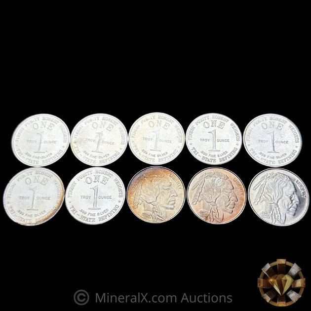 x10 1oz Vintage Silver Coins (x7 Tri State, x3 Indian Head) – MineralX