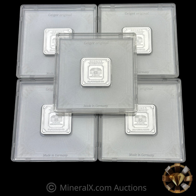 x5 20g Geiger Silver Square Bars In Original Assay Packaging – MineralX