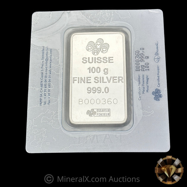 100g PAMP Fortuna Silver Bar In Assay – MineralX