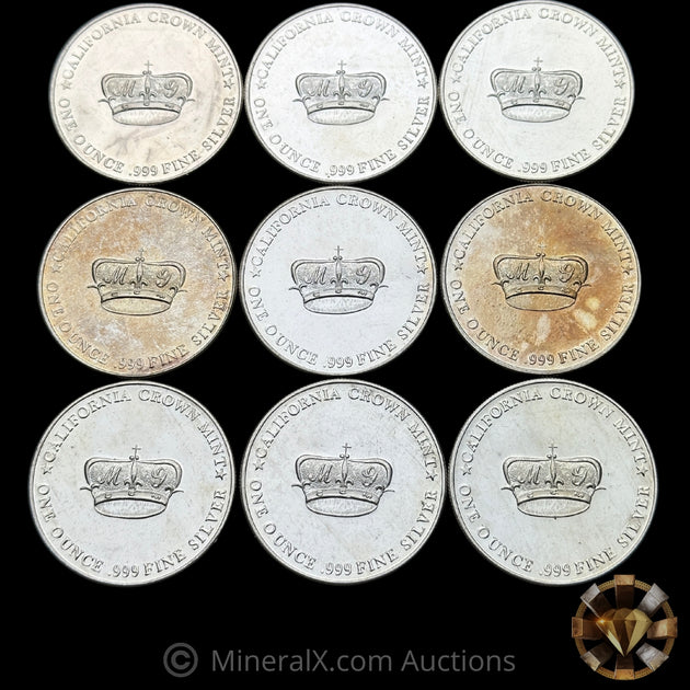 x9 1oz California Crown Mint CCM Vintage Silver Coins – MineralX