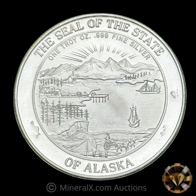 1oz Alaska "The Seal Of The State" Silver Coin With Real Mini Gold Nug ...