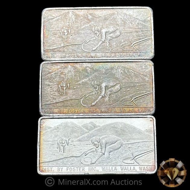 x3 3oz W H Foster Vintage Silver Bars (9oz Total) – MineralX