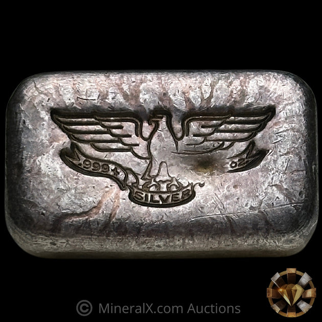 3oz W H Foster Vintage Silver Bar With Deak Triangle & Star Countersta ...