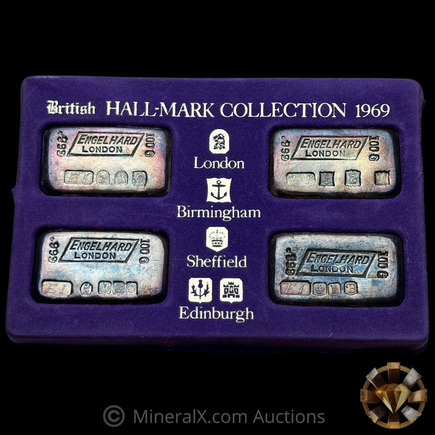 x4 100g 1969 Engelhard London British Hallmark Collection Vintage Silv ...