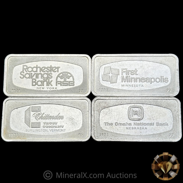 x4 1000gr Franklin Mint Vintage Sterling Silver Bank Bars (2.08oz Ster ...