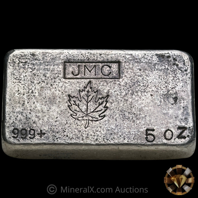 5oz JMC Johnson Matthey Maple Leaf Vintage Silver Bar – MineralX