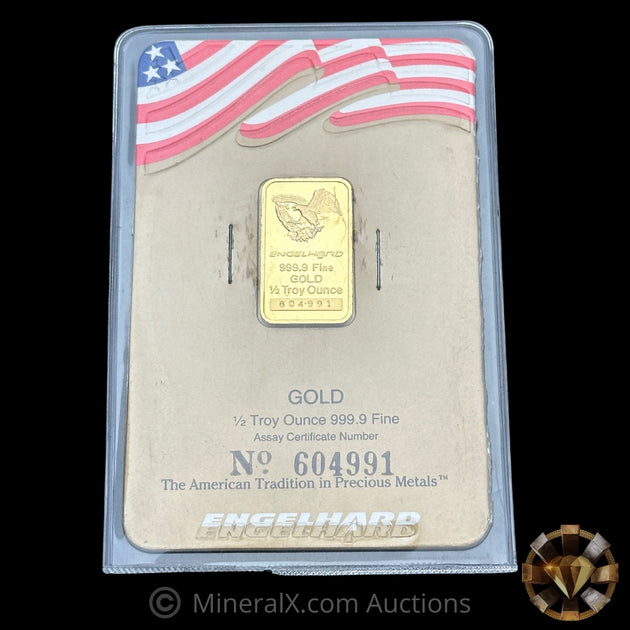 1/2oz Engelhard Gold Label Fractional Vintage Gold Bar Mint In Origina ...