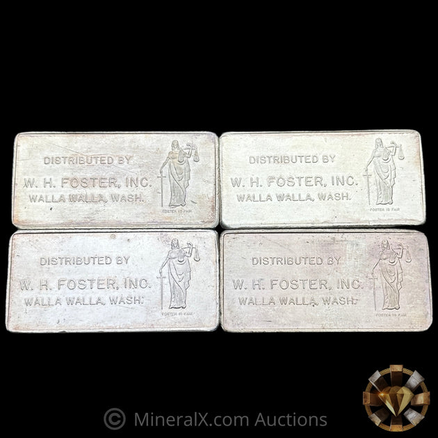 x4 3oz W H Foster Vintage Silver Bars – MineralX