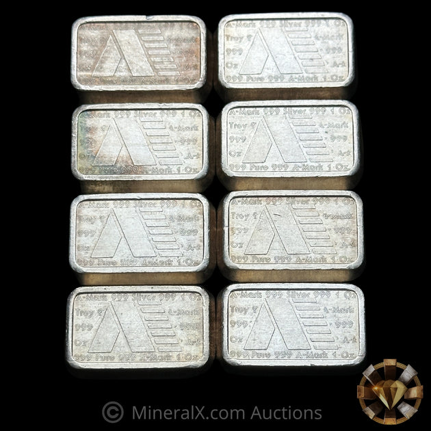 x8 1oz AMARK USVI Vintage Silver Stacker Bars – MineralX