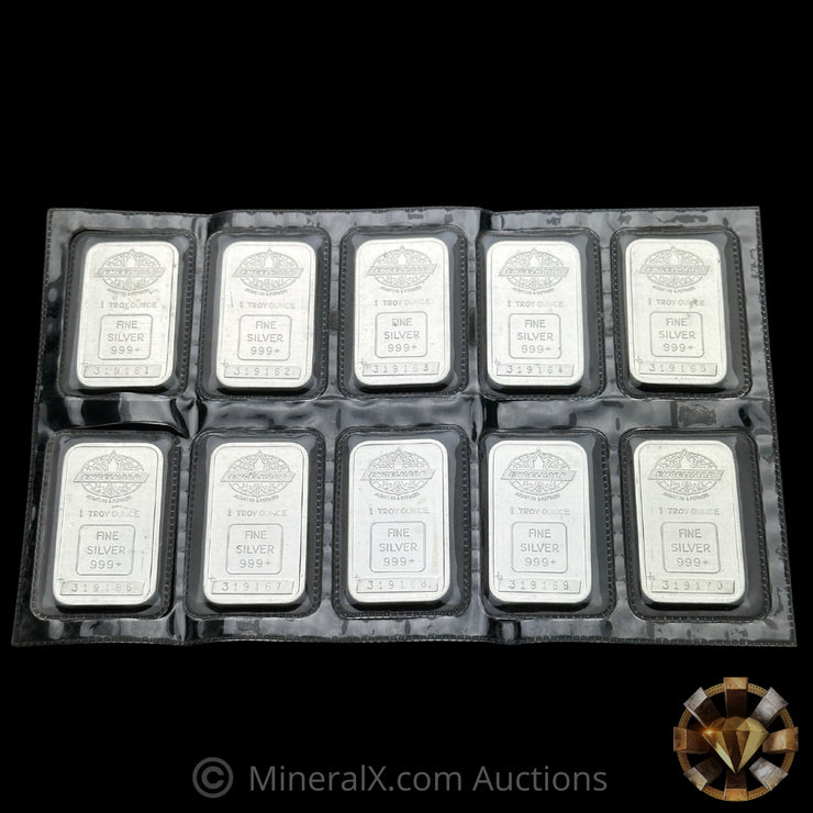 x10 1oz Engelhard Maple Leaf Sequential Vintage Silver Bars In Origina ...