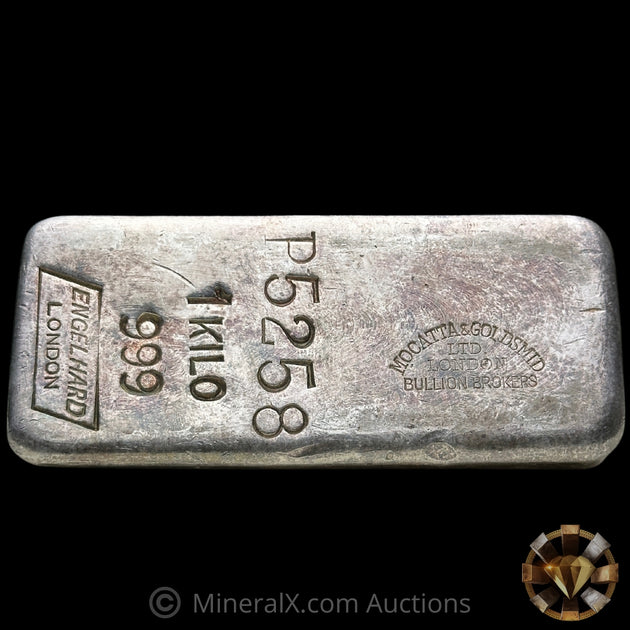 Kilo Engelhard London Vintage Silver Bar With Mocatta & Goldsmid Count ...