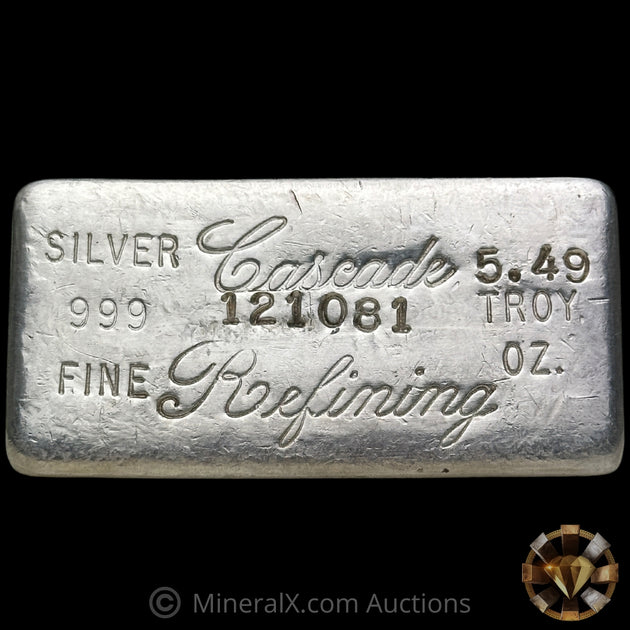 5.49oz Cascade Refining Vintage Silver Bar (Rare Weight Class) – MineralX