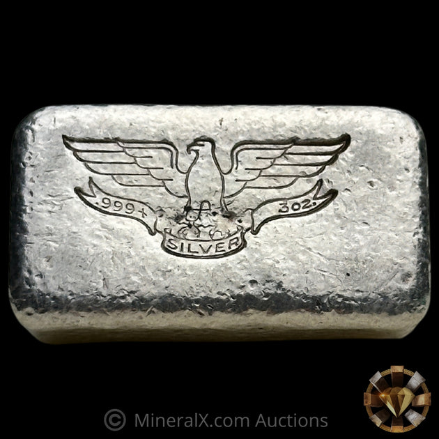 3oz W H Foster Vintage Silver Bar With Deak Triangle Counterstamp ...