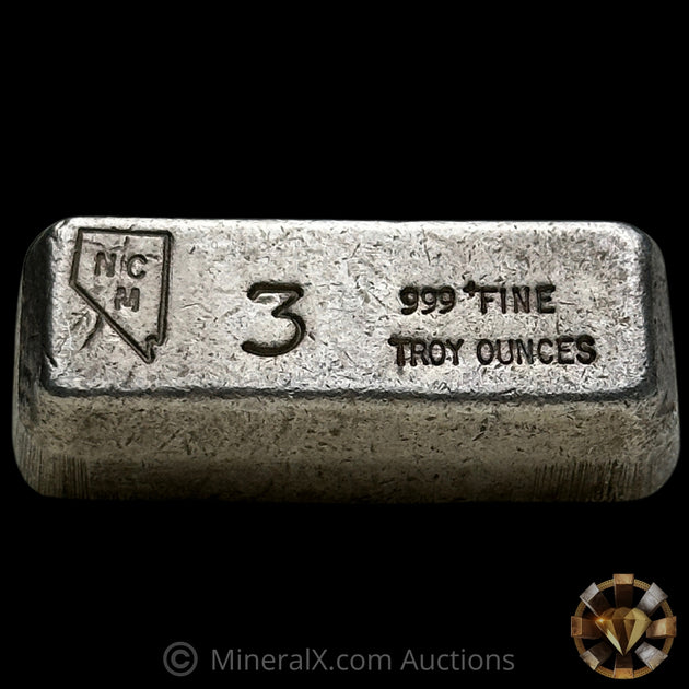 3oz NCM Nevada Coin Mart Large 3 Vintage Silver Bar – MineralX