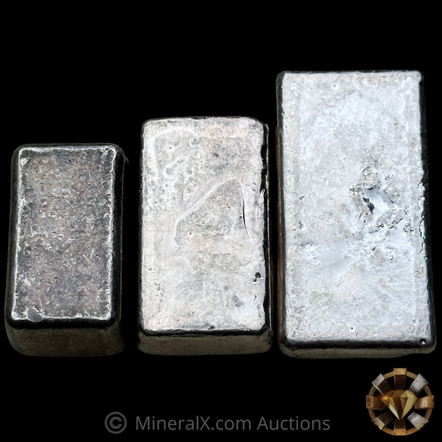 x3 5oz JM Johnson Matthey Vintage Silver Bars (3 Different Varieties ...