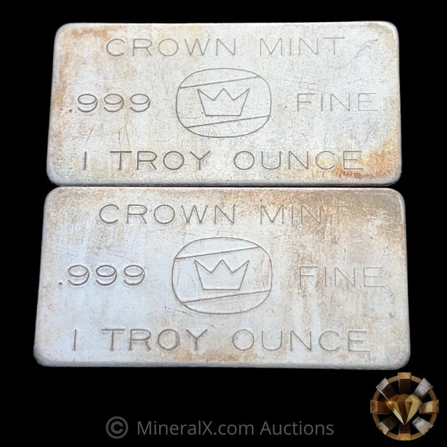 x2 Crown Mint 1oz Vintage Silver Bars – MineralX