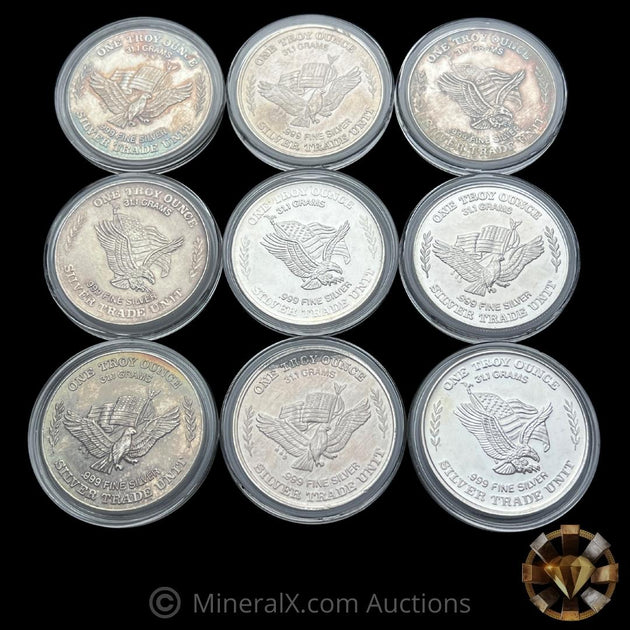 x9 1981 US Assay Office of San Francisco Vintage Silver Rounds – MineralX