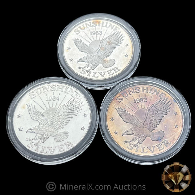 x3 Sunshine Mining 1oz Vintage Silver Coins – MineralX