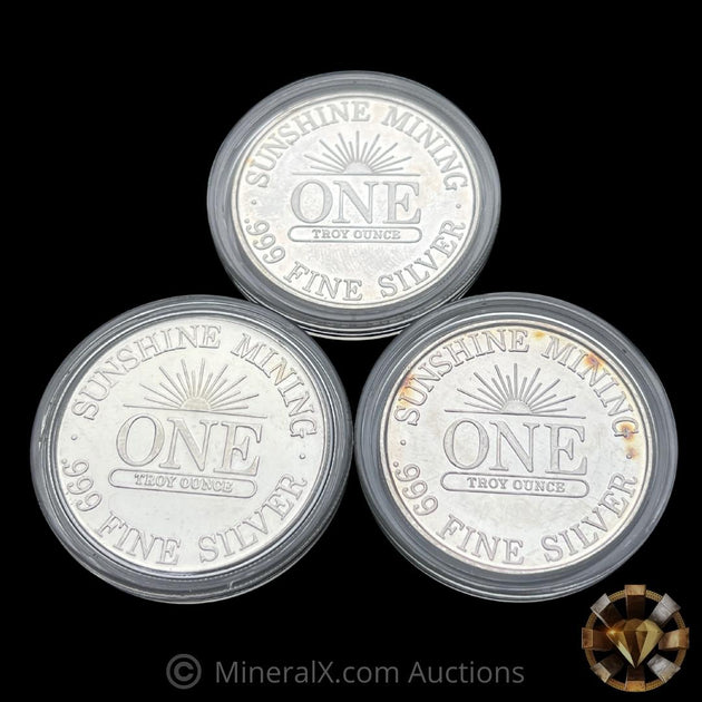 x3 Sunshine Mining 1oz Vintage Silver Coins – MineralX