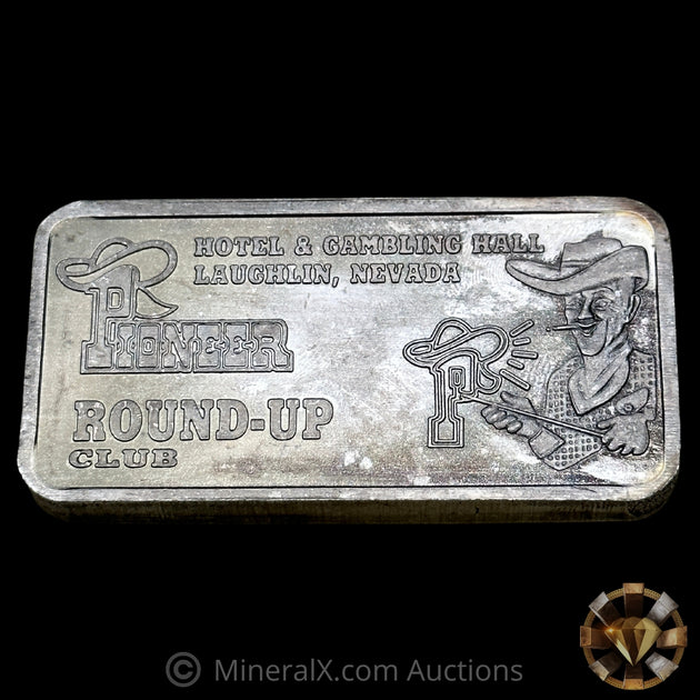 5oz Pioneer Round Up Vintage Pressed Silver Bar – MineralX
