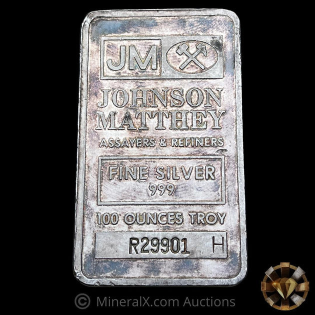 100oz Johnson Matthey JM Vintage Pressed Silver Bar – MineralX