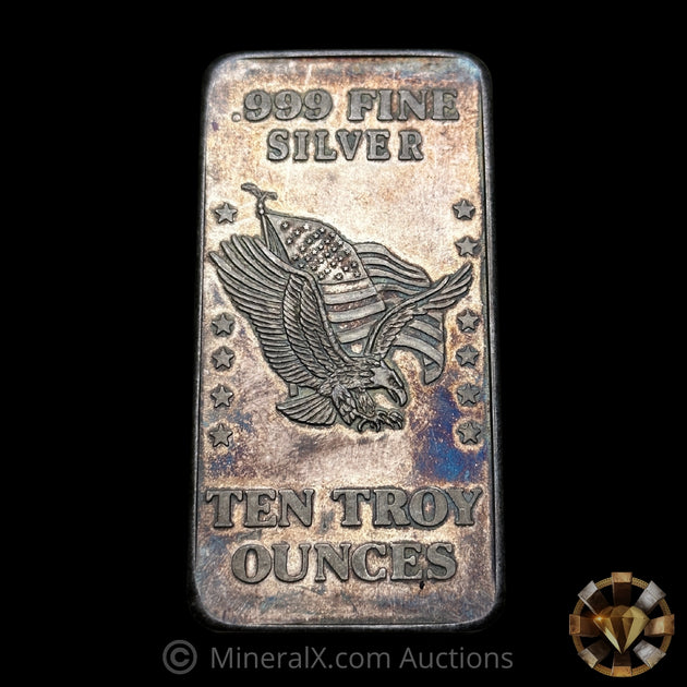 10oz 1981 US Assay Office Strategic Stockpile Silver Vintage Silver Ba ...