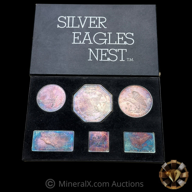 1969 Fosters Vintage Toned Silver Eagles Nest Set With Mint Original B ...