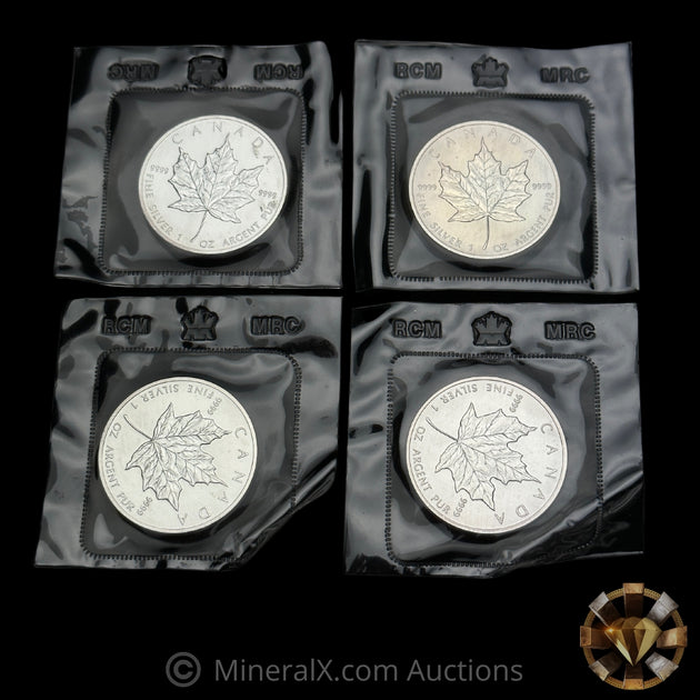 x4 1oz Royal Canadian Mint RCM Maple Silver Coins in Original Seals (4 ...