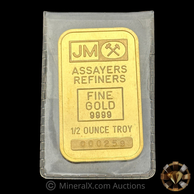 1/2oz Johnson Matthey JM Vintage Gold Bar w/ Very Low Serial – MineralX