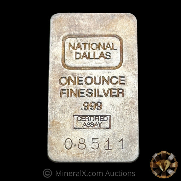 1oz National Dallas Vintage Silver Bar – MineralX