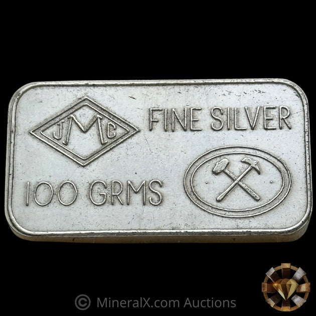 100g Johnson Matthey London JMC Vintage Silver Bar With Original Velve ...