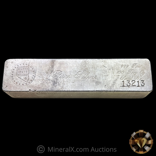 100oz Silver State Bullion Nevada SSB NV "Pure Silver" Vintage Poured ...