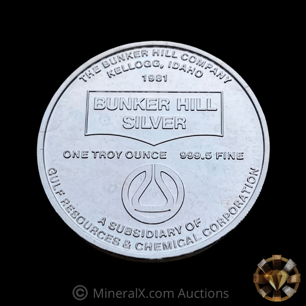 1981 Bunker Hill “Kellogg Tunnel” 1oz Vintage Silver Coin w/ Original ...