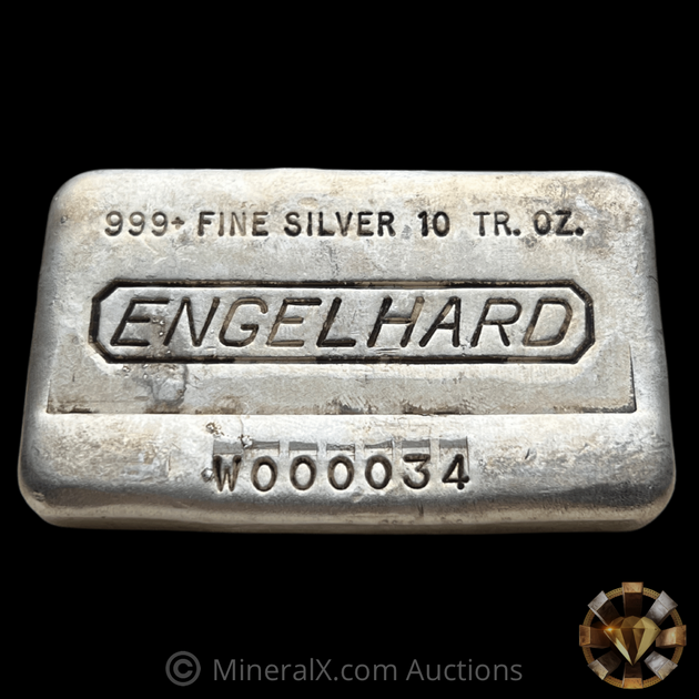 Extremely Low Serial Engelhard W Series 10oz Vintage Poured Silver Bar ...