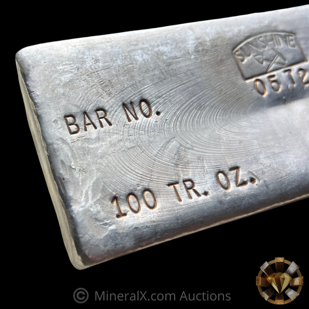 1983 Sunshine Mining 100oz Vintage Poured Silver Bar – MineralX