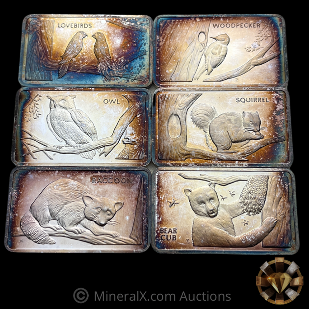 1974 Mount Everest Mint “Wildlife Tree” Complete x6 1oz Vintage Silver ...