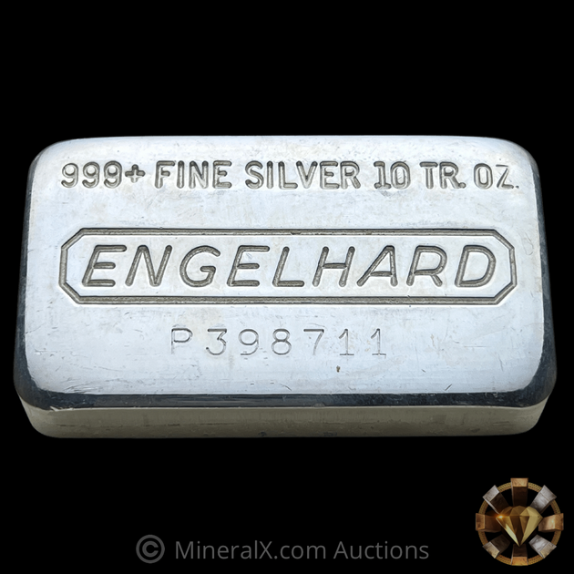 Engelhard P Loaf 10oz Vintage Pressed Silver Bar – MineralX