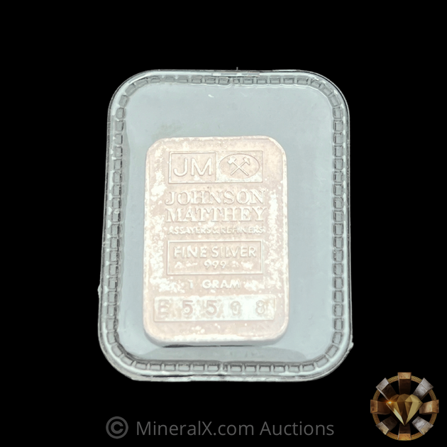 Johnson Matthey JM 1g Vintage Pressed Silver Bar In Factory Seal – MineralX