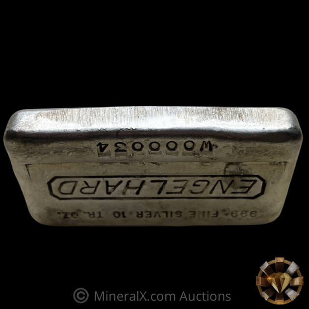 Extremely Low Serial Engelhard W Series 10oz Vintage Poured Silver Bar ...