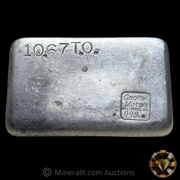 Capital Metals Baltimore MD 10.67oz Vintage Poured Silver Bar – MineralX